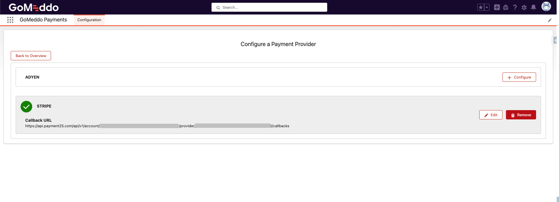 Configure a Stripe payment provider